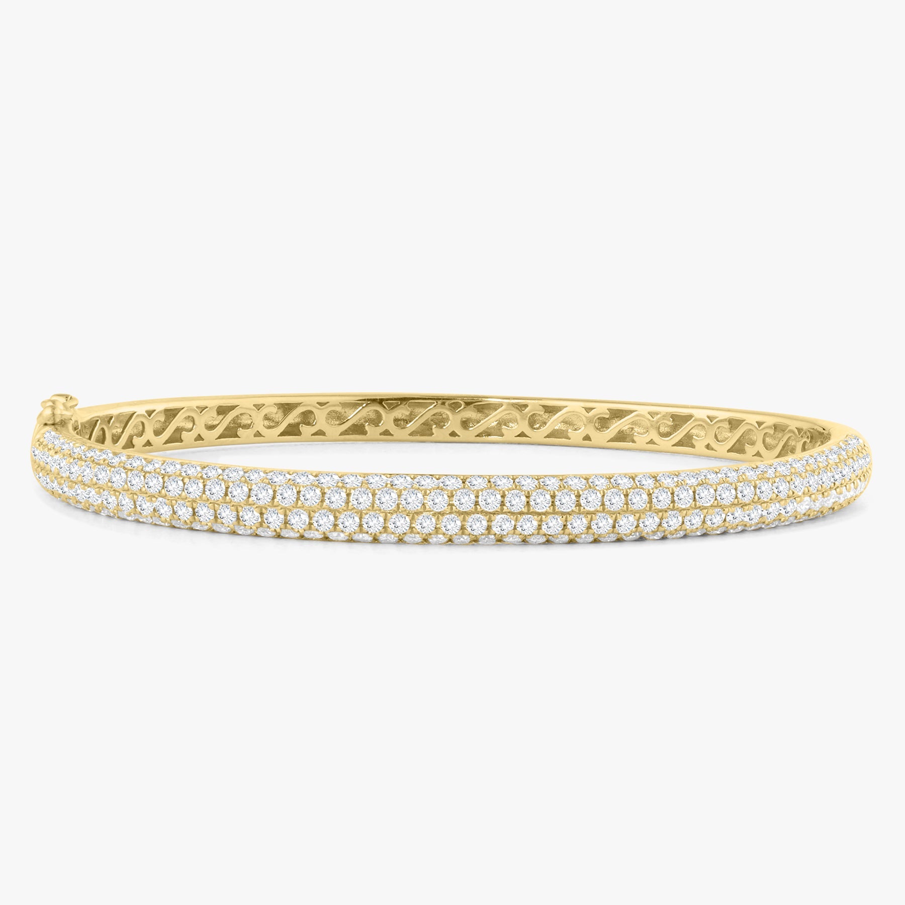 Pave Diamond Cuff Bangle Bracelet 14k Real Solid Gold - URSH Diamond ...